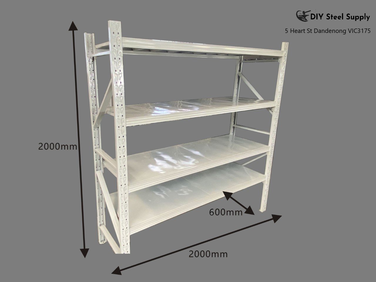 Storage Racking Garage Shelving 200KG White - DIY Steel Supply
