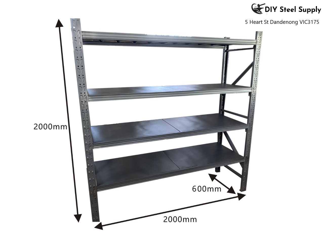 Storage Racking Garage Shelving 200KG Black - DIY Steel Supply